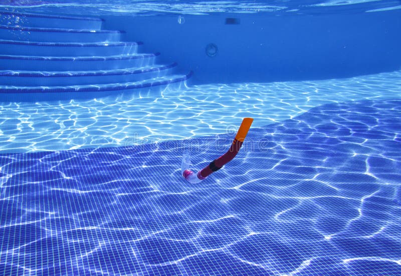 Snorkel Sinking in the Pool - View Underwater Stock Photo - Image of ...