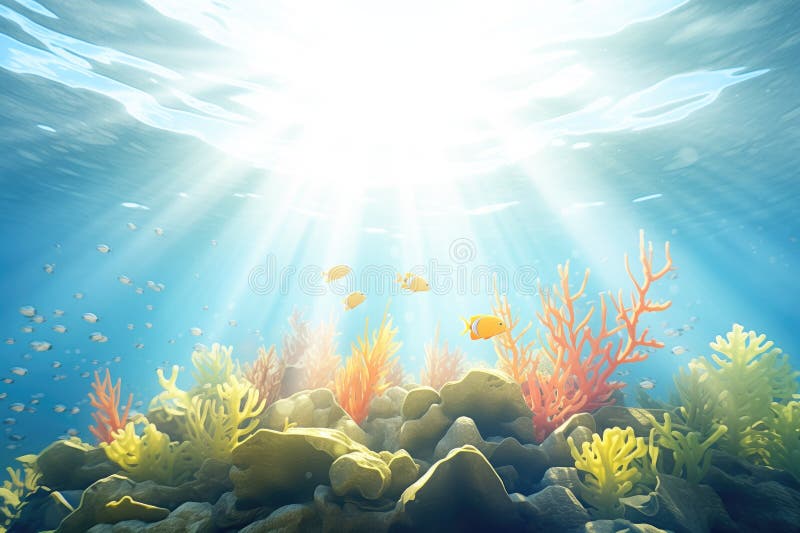 Underwater Shot of Sun Rays Penetrating Ocean Surface Stock Image ...