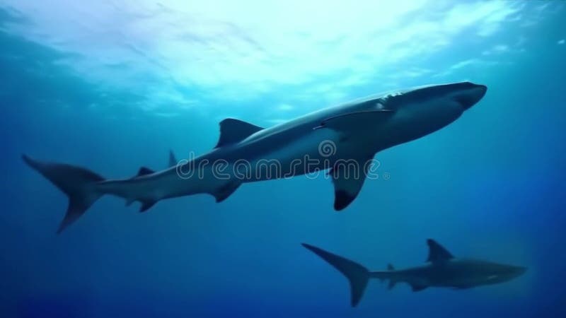 Underwater Shots of Sharks or Rays Gliding Gracefully through the Deep ...