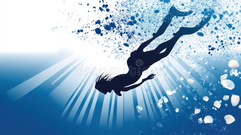 AI-Generated Underwater Silhouette Stock Illustration - Illustration of ...