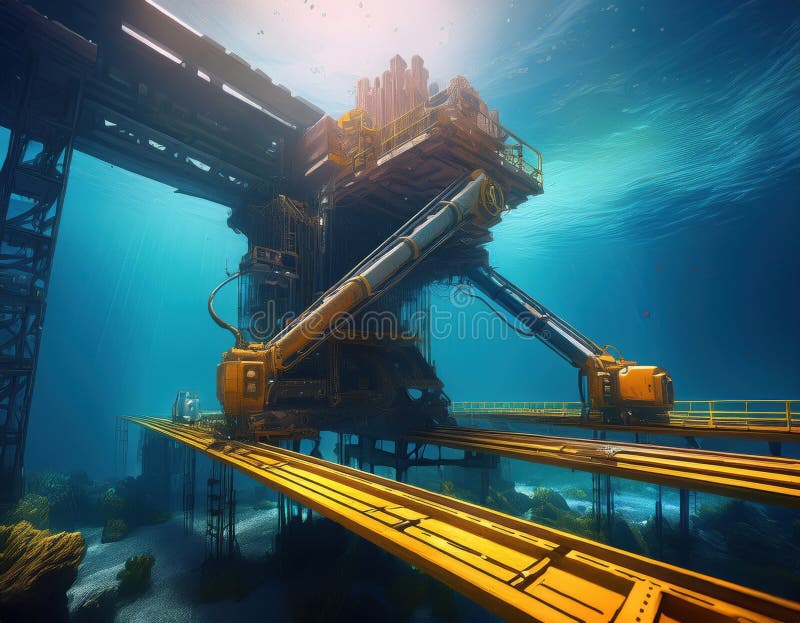 Underwater Site Highlights Advanced Engineering in Stock Image - Image ...