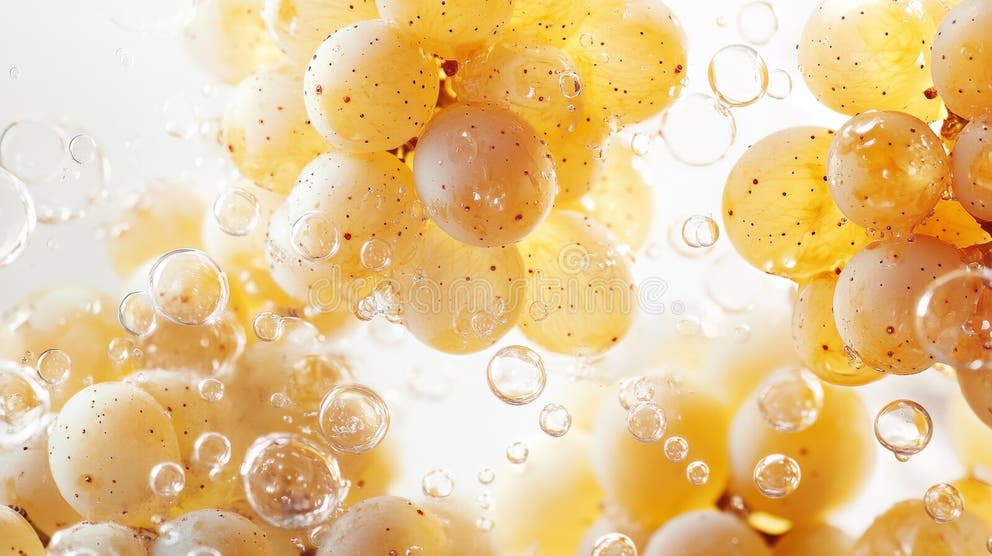 Underwater Sparkling White Grapes Surrounded by Bubbles in a Studio ...