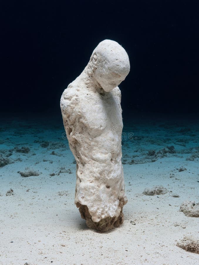 Underwater Statue in the Ocean. Stock Illustration - Illustration of ...