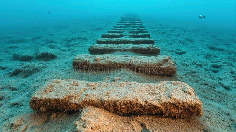 Underwater Stone Path in a Blue Ocean Stock Illustration - Illustration ...