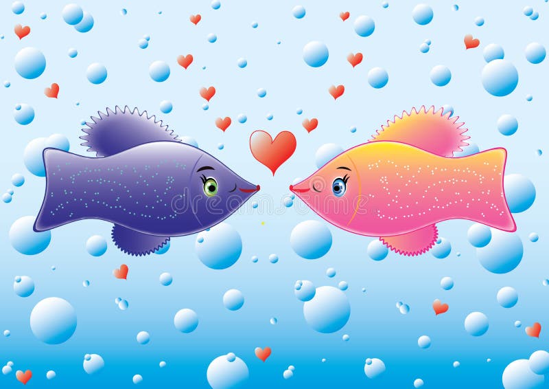 Fish love story stock vector. Illustration of couple - 207390309