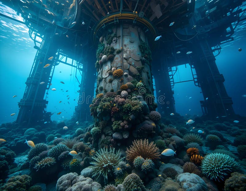 Underwater Structure with Coral Reef and Fish Stock Image - Image of ...