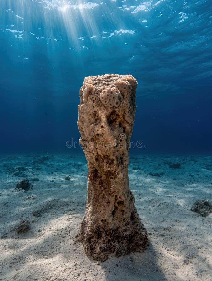 Underwater Sunbeam Illuminates Ancient Coral Reef Structure Stock ...