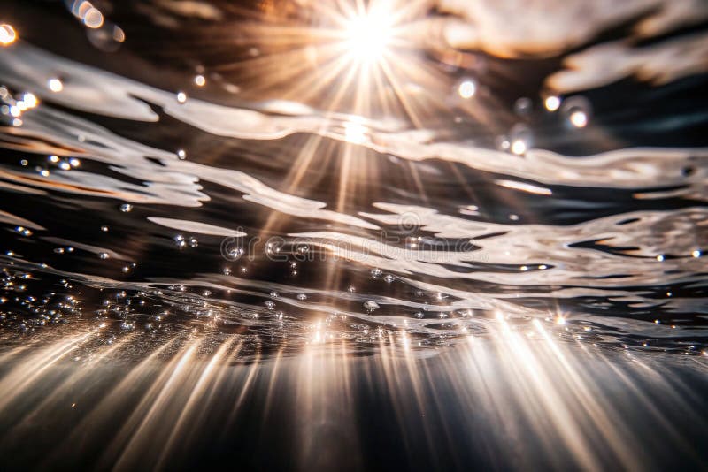 Underwater Sunbeams, Tranquil, Dark Depths, Light Rays Stock ...