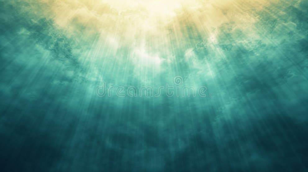 Underwater Sunlight: Abstract Ocean Background with Sun Rays and Teal ...