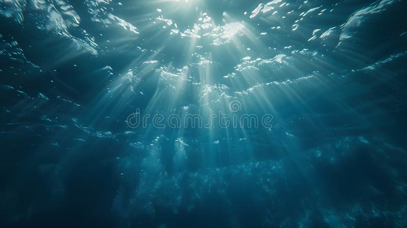 Underwater Sunlight Beams through Ocean Surface Stock Illustration ...