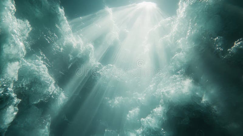 Underwater Sunlight Beams through Turbulent Water Stock Illustration ...