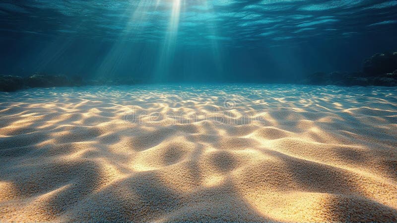 Underwater Sunlight Illuminating Golden Sand Ocean Floor Stock ...