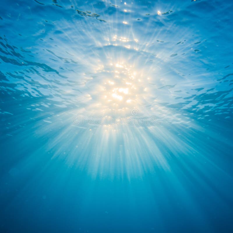 Underwater Sunlight Rays in Blue Ocean Water Stock Illustration ...
