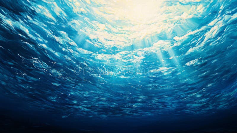 Underwater Sunlight Rays in Deep Blue Ocean Stock Illustration ...