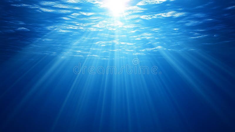 Underwater Sunlight Rays in Deep Blue Ocean Stock Illustration ...