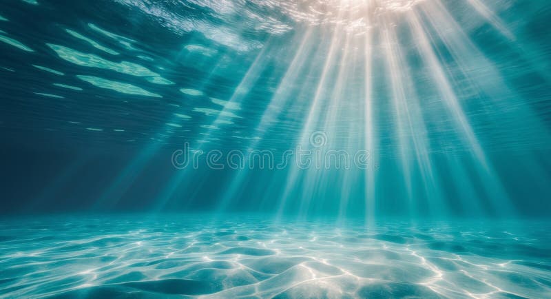 Underwater Sunlight Rays in Deep Blue Ocean Stock Image - Image of ...