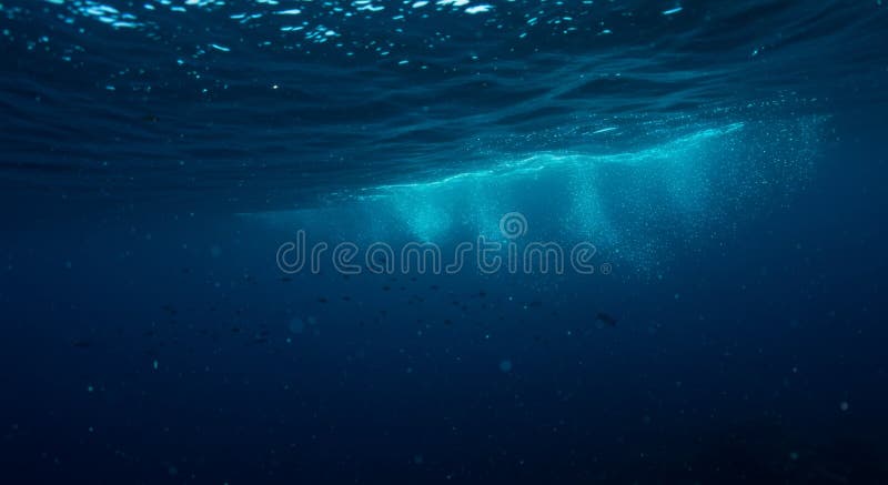 Underwater Sunlight Rays Illuminate Dark Blue Ocean Depth Stock ...