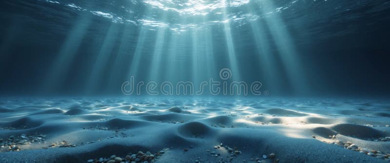 Underwater Sunlight Rays Illuminating Deep Ocean Floor. Stock Photo ...