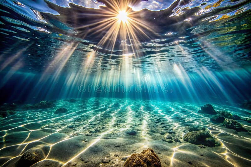 Underwater Sunlight Rays on Seabed Stock Illustration - Illustration of ...