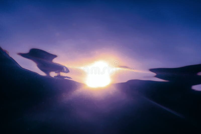 Underwater Sunset Water Surface Stock Image - Image of waterline, aqua ...