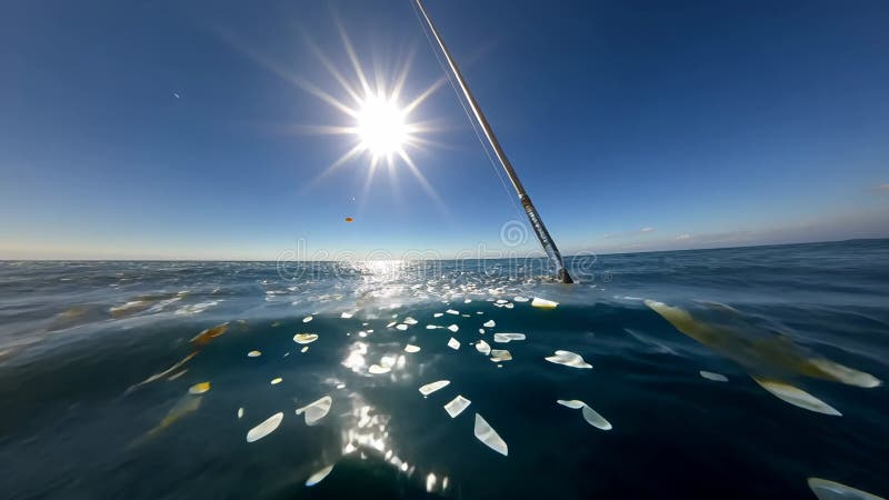 Underwater and Surface View of Ocean Pollution with Plastic Debris and ...