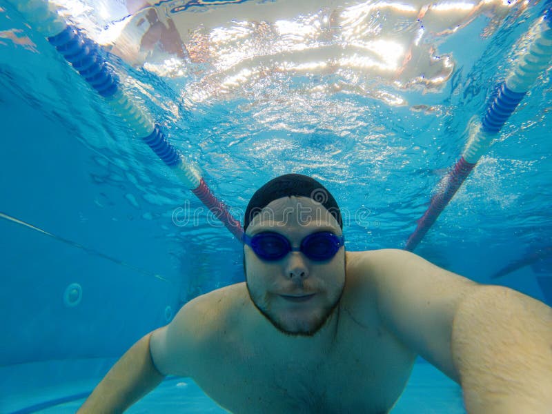 Underwater Swimmer Taking a Selfie Stock Image - Image of enjoyment ...
