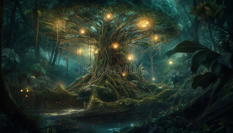 Underwater Tree, Animal in Dark, Mysterious Forest Generated by AI ...