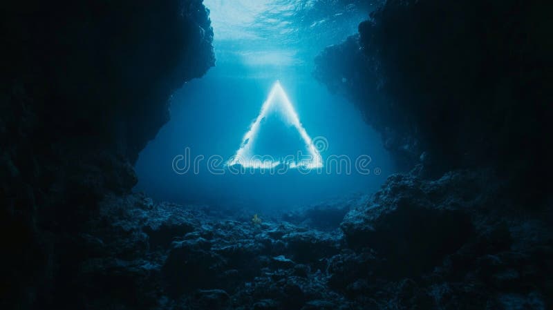 Underwater Triangle Glowing in the Depths of the Ocean Stock Image ...