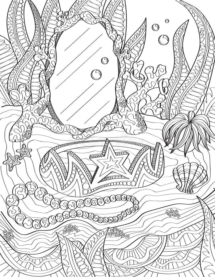 Underwater Vanity Coloring Book Page Stock Illustration - Illustration ...