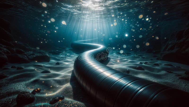 Underwater View Ð° Submarine Cable. 3D Rendering., Generative Ai Stock ...
