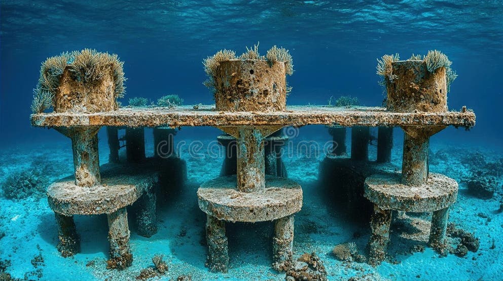 Underwater View of an Artificial Coral Reef Structure Stock Photo ...