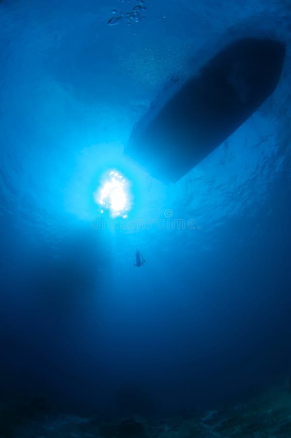 Underwater View on Boat at Surface Stock Image - Image of peaceful ...