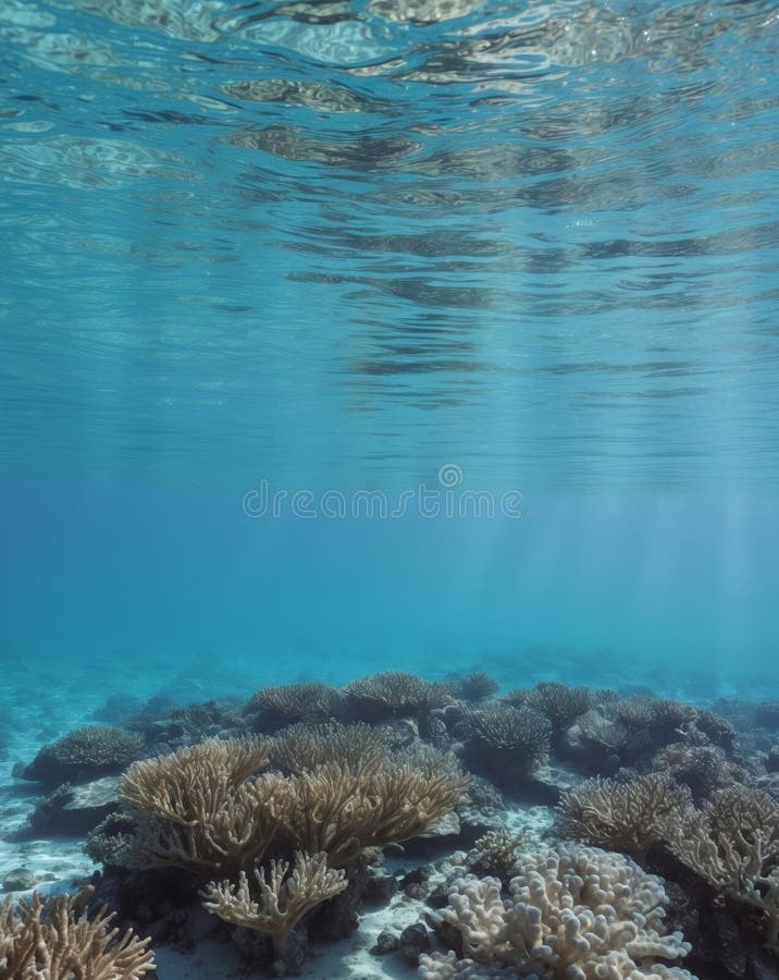 Underwater View of Coral Structures in a Clear Blue Ocean Stock Image ...