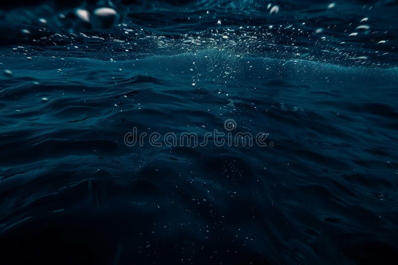 Underwater View of Dark Blue Ocean Water, Under the Surface Stock Image ...