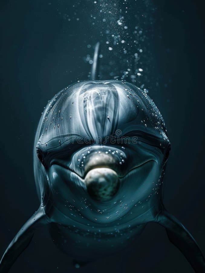 Underwater View of a Dolphin Emerging with Sunlit Waters Above Stock ...