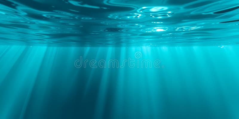 Underwater View Featuring Sunlight Streaming through the Surface of the ...