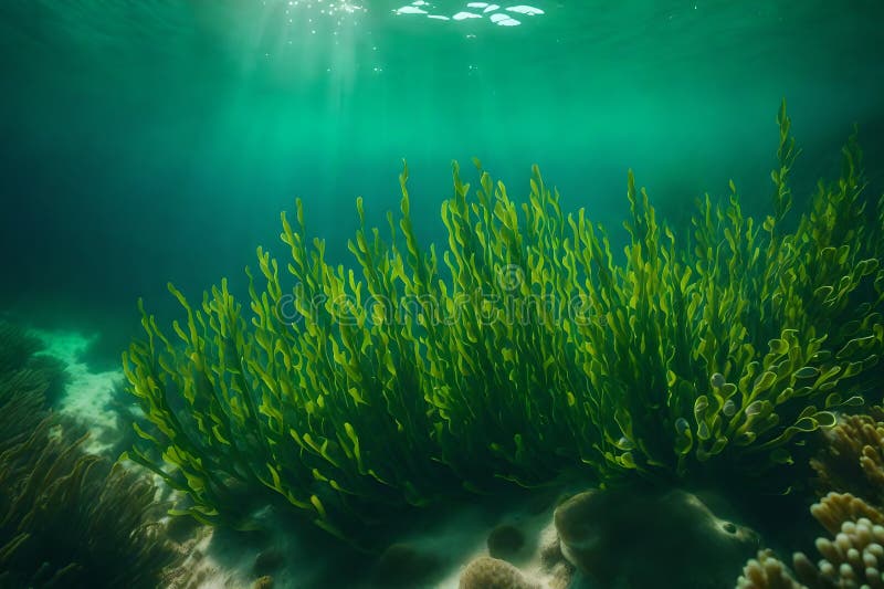 Underwater View of a Group of Seabed with Green Seagrass Stock ...