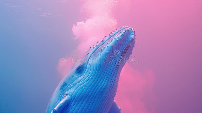 Underwater View of a Humpback Whale with Pink Clouds Above. Stock Image ...