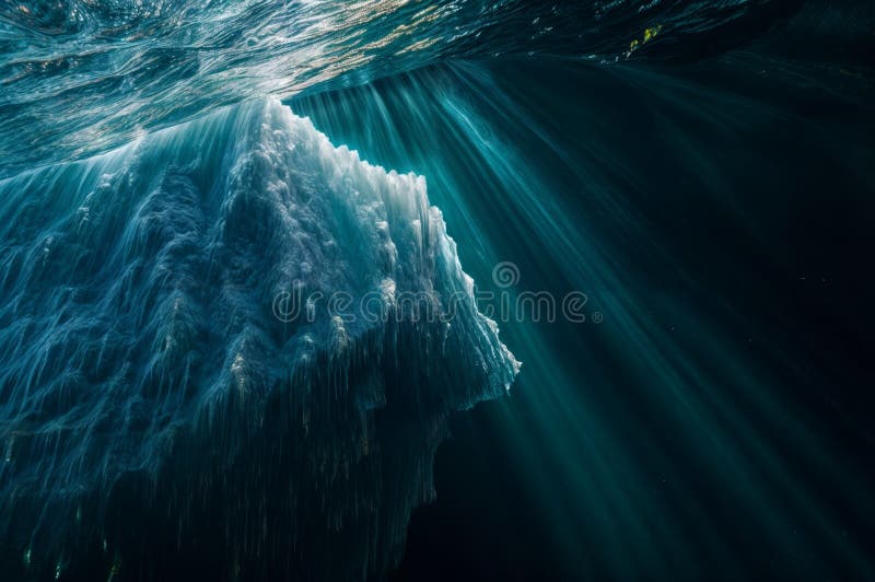 Underwater View of Ice Cave Stock Illustration - Illustration of ocean ...