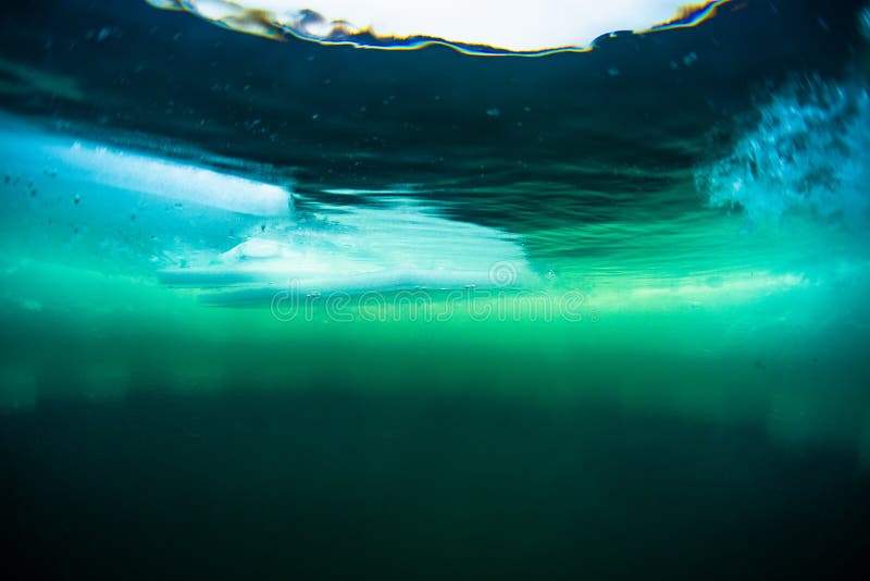 Underwater View of the Ice Hole Stock Photo - Image of aqua, winter ...