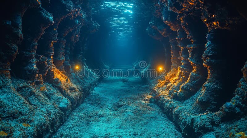 Underwater View of an Industrial Pipeline System in the Ocean ...