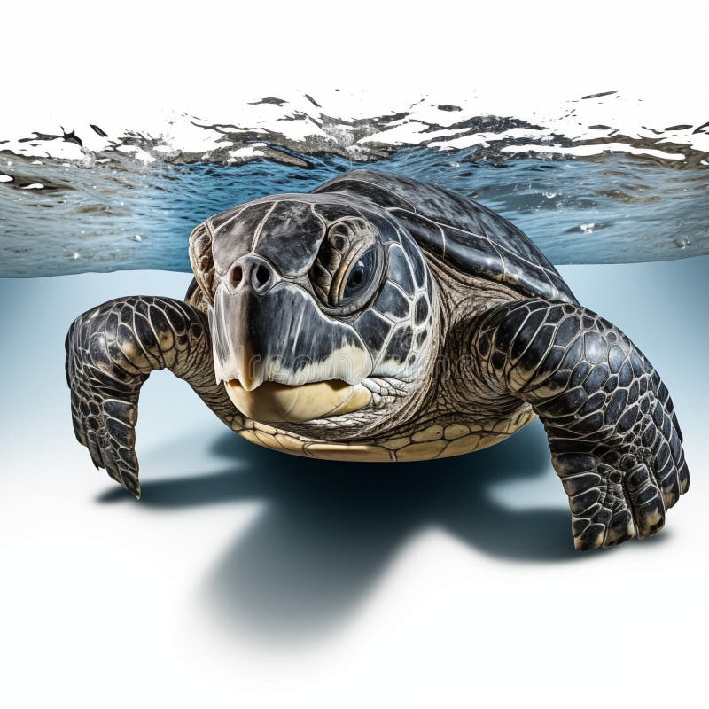 Underwater View of a Large Sea Turtle Swimming Just Below the Water ...