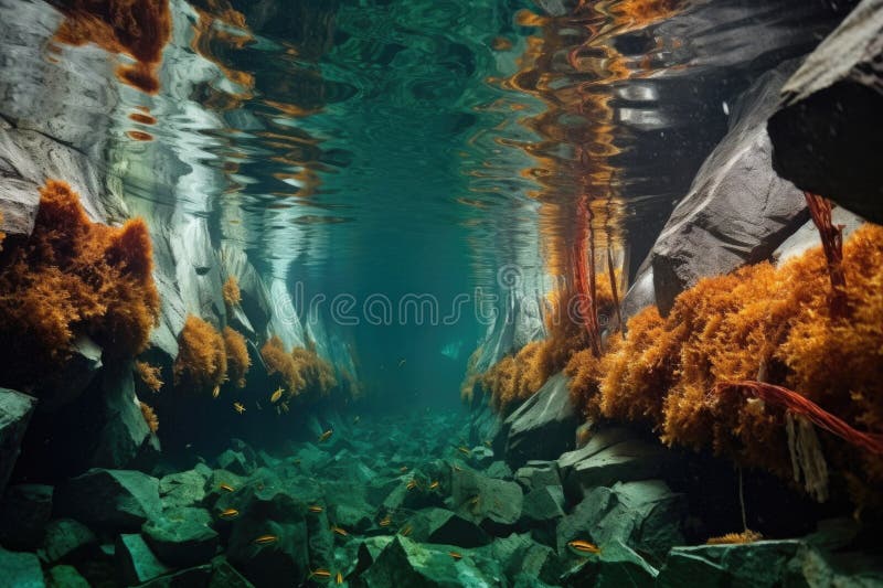 Underwater View of Magnetic Minerals in a River Stock Illustration ...