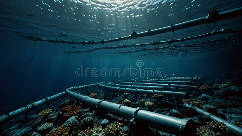 Underwater View of a Marine Pipeline Connecting Offshore Facilities ...