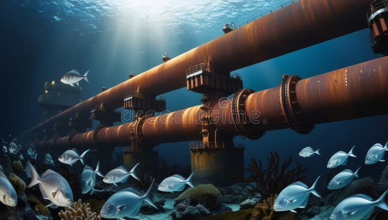 Underwater View of a Marine Pipeline Connecting Offshore Facilities ...