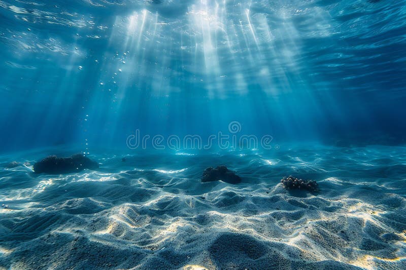 Underwater View of the Ocean Floor with Light Rays Filtering through ...