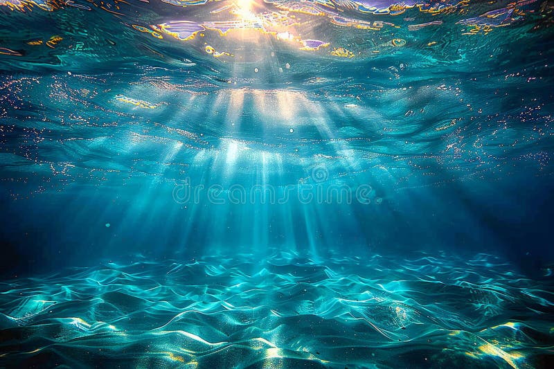 Underwater View of the Ocean Surface with Sunlight Filtering through ...