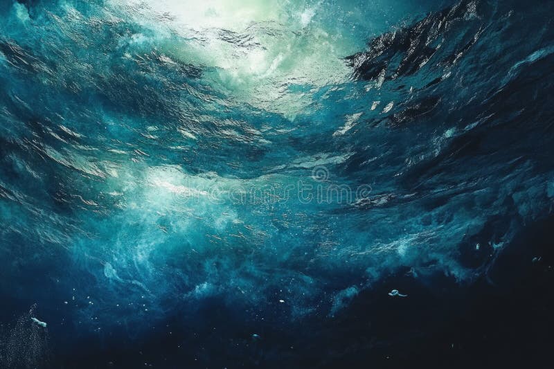 Underwater View of Ocean Surface with Turbulent Waves. Neural Network ...