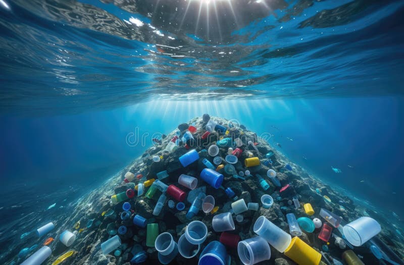 An Underwater View of a Pile of Plastic Pollution. the Environmental ...