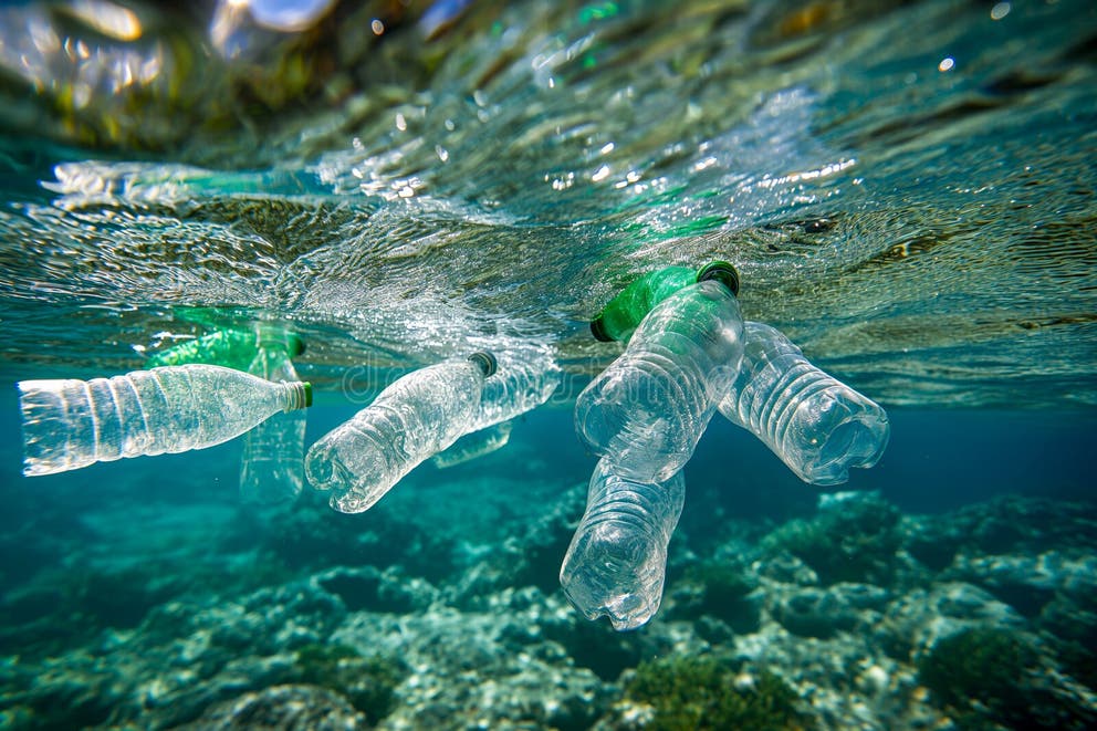 Underwater View of Plastic Pollution Affecting Marine Ecosystems Stock ...
